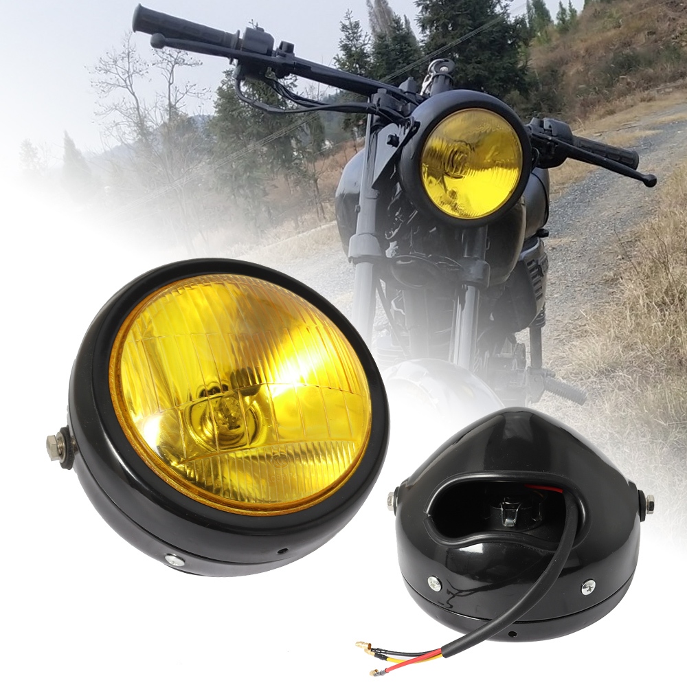 Retro Motorcycle Headlight Halogen Head Lamp For Harley Suzuki Yamaha ...