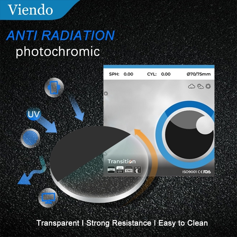 VIENDO Photochromic Anti Radiation Index 1.56 Resin Reading Lens With ...