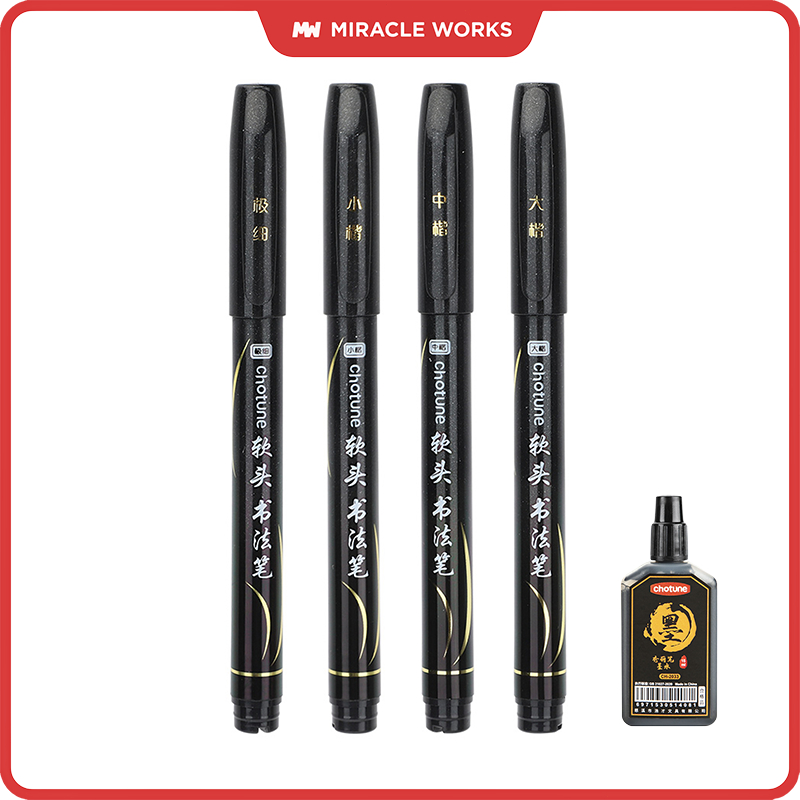 (Free Ink Refill)4pcs Calligraphy Pen Set Hand Lettering Brush Pens for ...