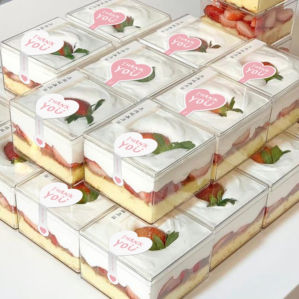 100 Pcs/Pack Pink White Love Heart Thank You For Your Order Stickers ...