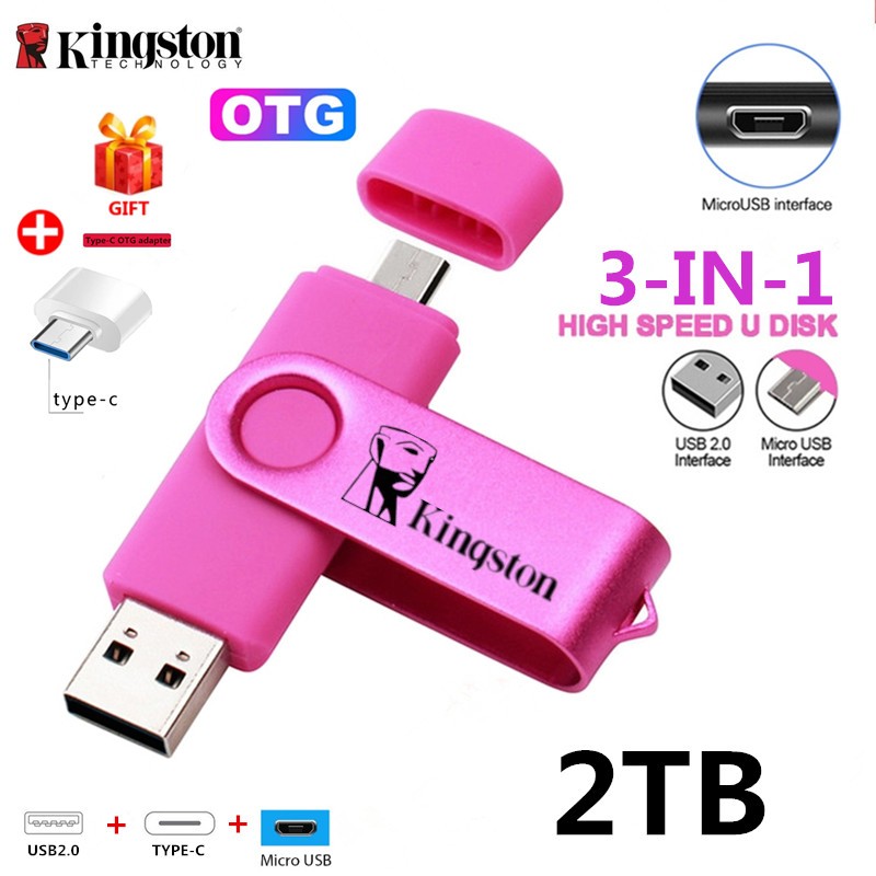 2TB 1TB Flash Drive 3-in-1 OTG Free C-type OTG USB Mini Flash Drive ...
