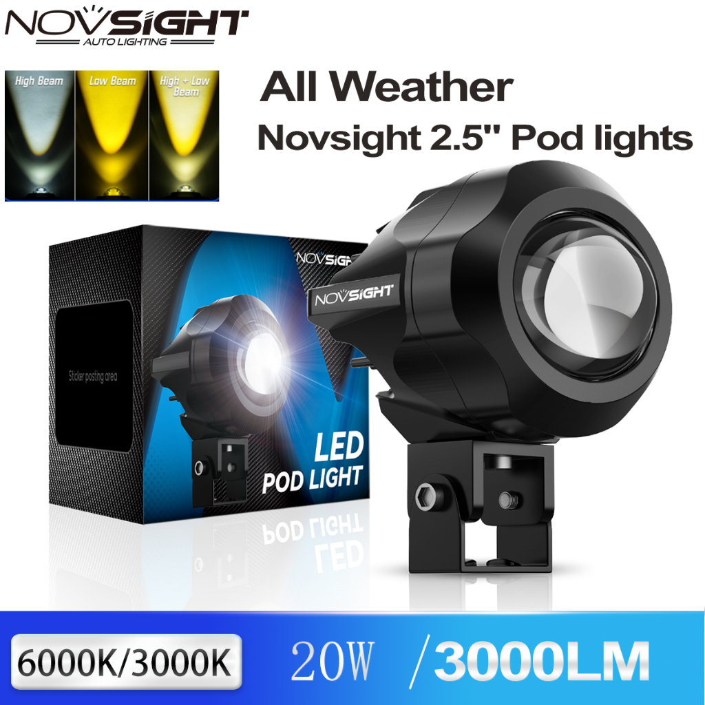 Novsight All Weather Tricolor 2.5 Inch Motorcycle Off-road Round Light ...