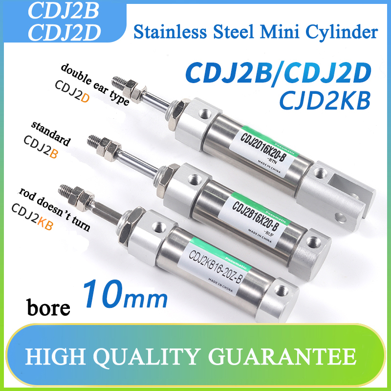 CDJ2B/CDJ2D/CDJ2KB Pneumatic Air Cylinder Bore 10mm Air Cylinder Stainless Steel Small Cylinder ...