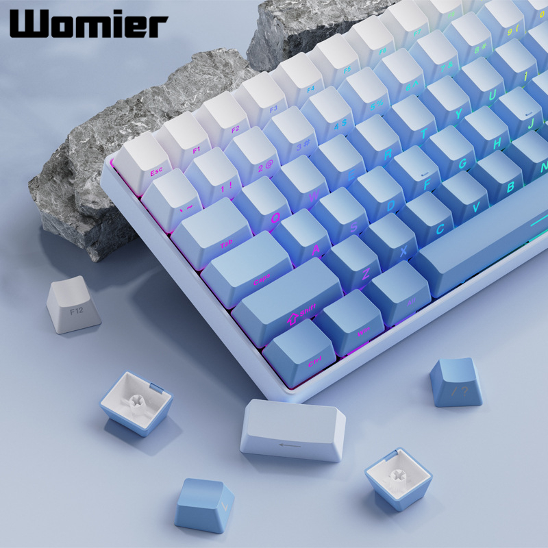 WOMIER 136 Keys Keycaps Side Printed PBT Key Cap Shine Through Blue ...