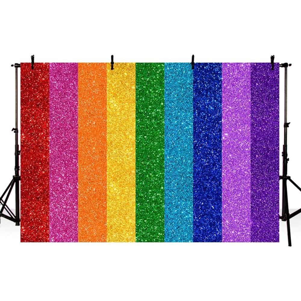 Colorful Rainbow Party Backdrop No Glitter Rainbow Photography ...
