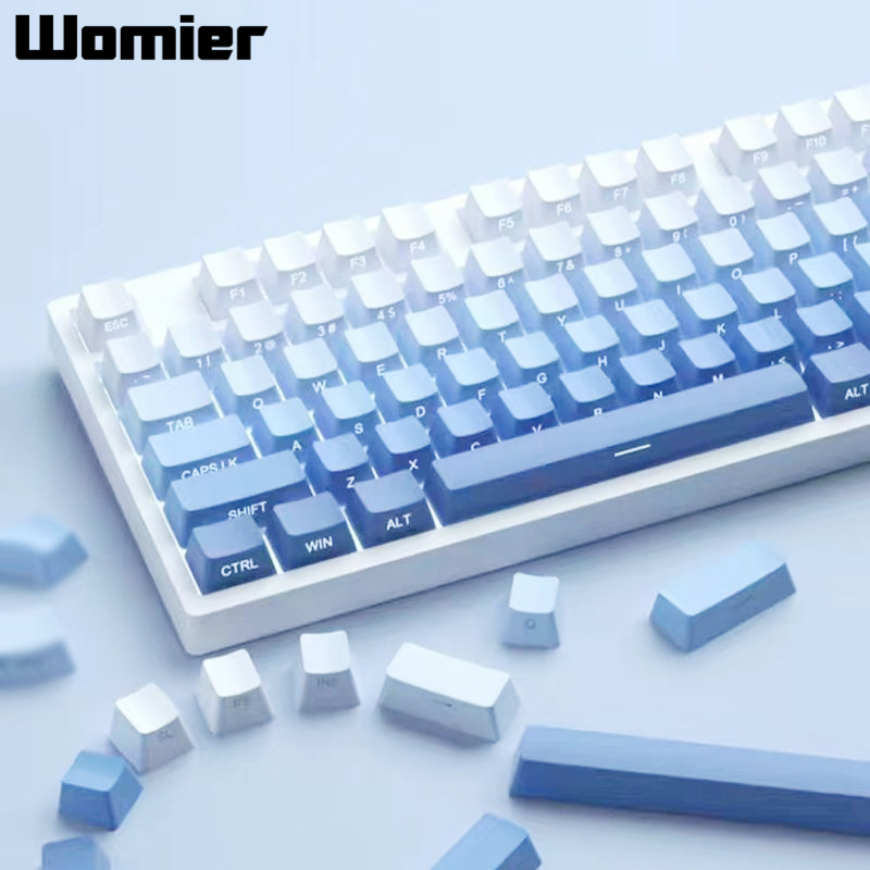 WOMIER 136 Keys Keycaps Side Printed PBT Key Cap Shine Through Blue ...