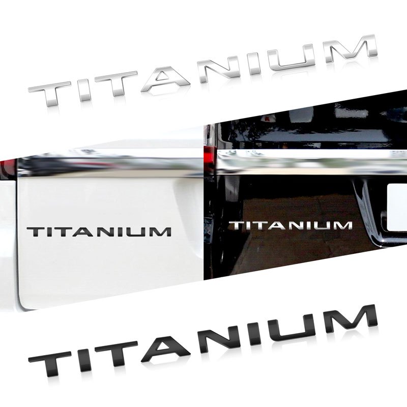 3D Chrome Metal Silver/Black TITANIUM Letter Logo Rear Bumper Tail Door ...