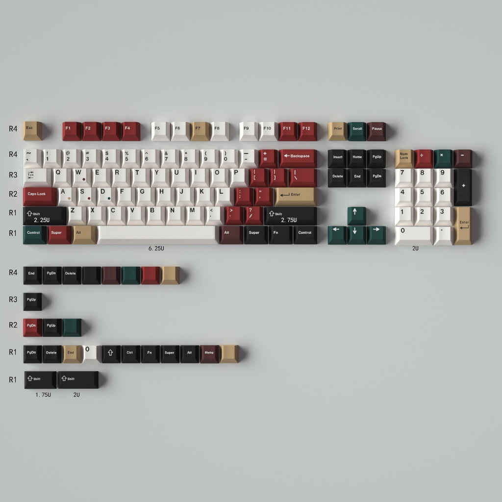 -LW- Mixed Lamp (R1/R2) PBT Keycaps CHERRY Profile Mechanical Keyboard ...