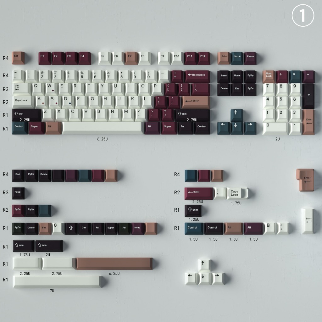 -LW- Mixed Lamp (R1/R2) PBT Keycaps CHERRY Profile Mechanical Keyboard ...