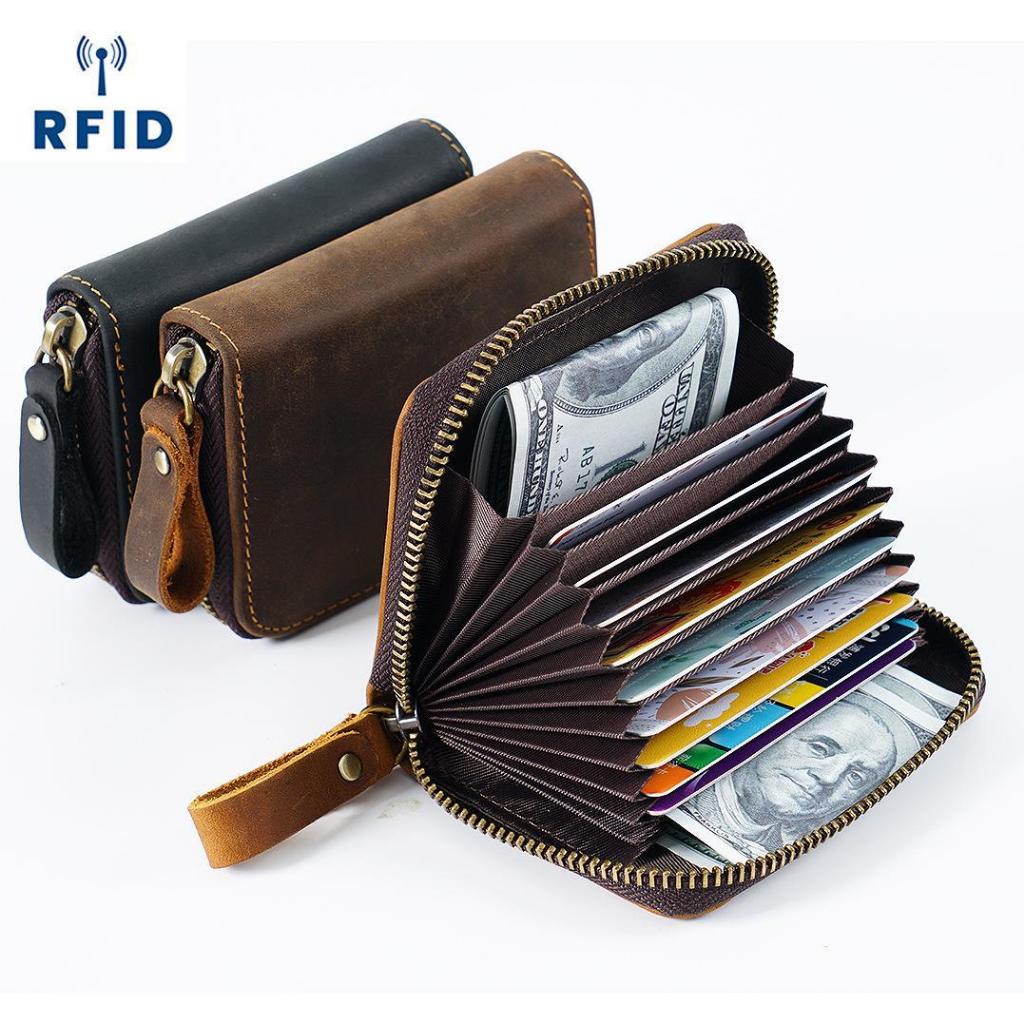100% genuine leather card holder short Credit Card Clip men's multi ...