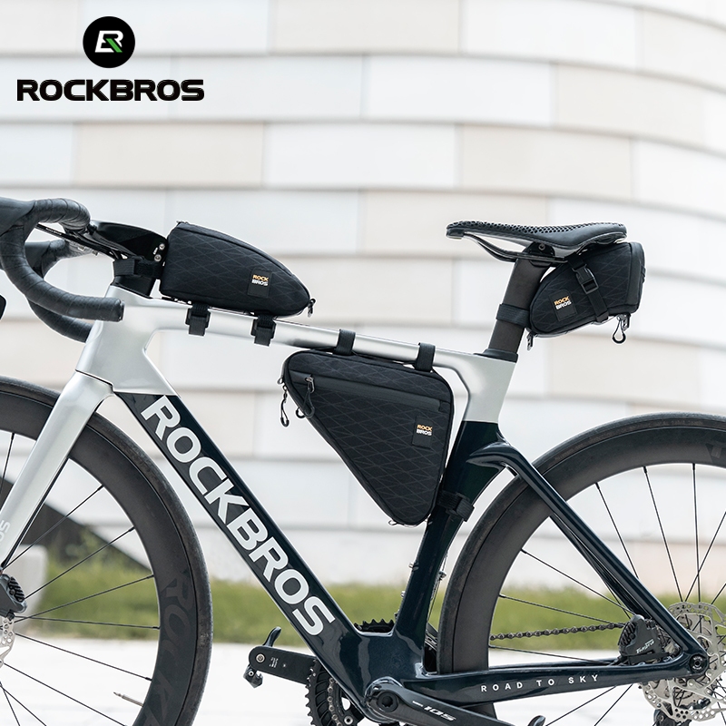 ROCKBROS Bicycle Combinating 3 Bags Top Tube Bag Saddle Bag Triangle ...