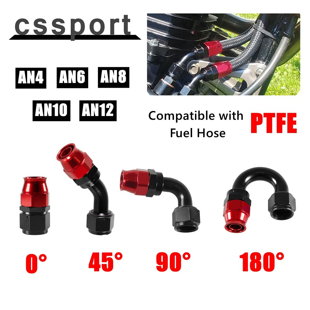 Oil Fuel Swivel Hose End Fitting AN4/6/8/10/12 Straight 0°/45°/90°/180 ...
