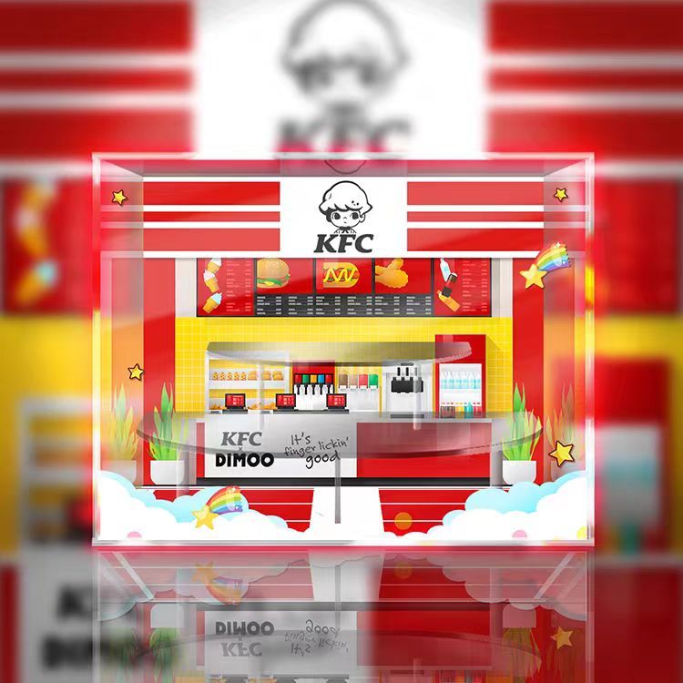 Popmart KFC DIMOO KFC KFC Series Figure Storage Box Acrylic Display Box ...