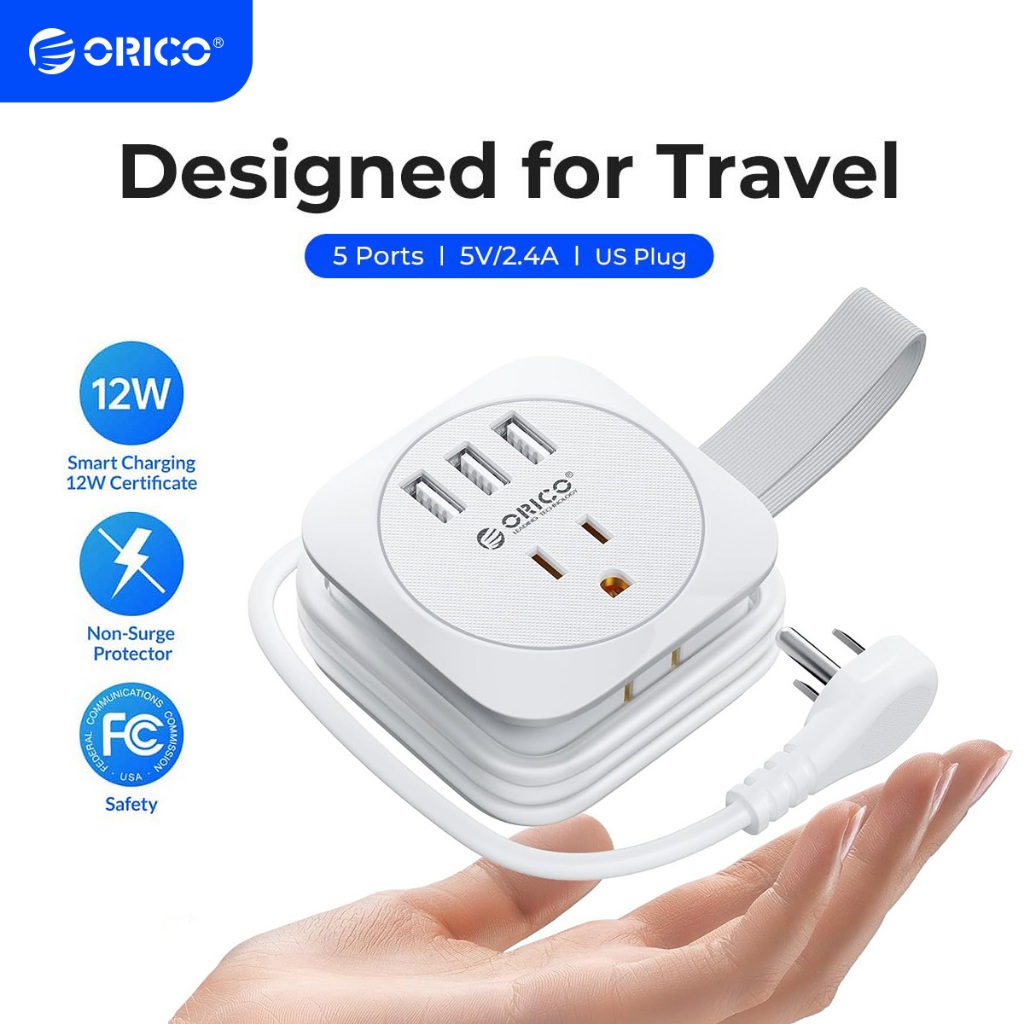ORICO American Portable Power Strip 45° Angle Extension Cord for Travel ...