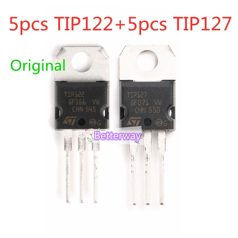 10 pcs TIP122 TIP127 TO-220 5A 100V Original Transistor Pair Tube new ...