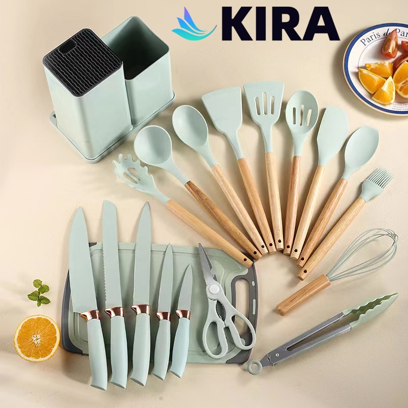 KIRA Silicone Kitchen Utensils Set 19PCS Spatula For Non Stick Pan ...