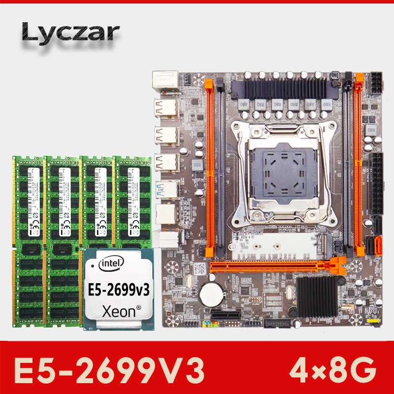 X99 Lyczar kit set Motherboard(X99)+CPU(E5-2699v3)+Memory(4x8G DDR4 ...