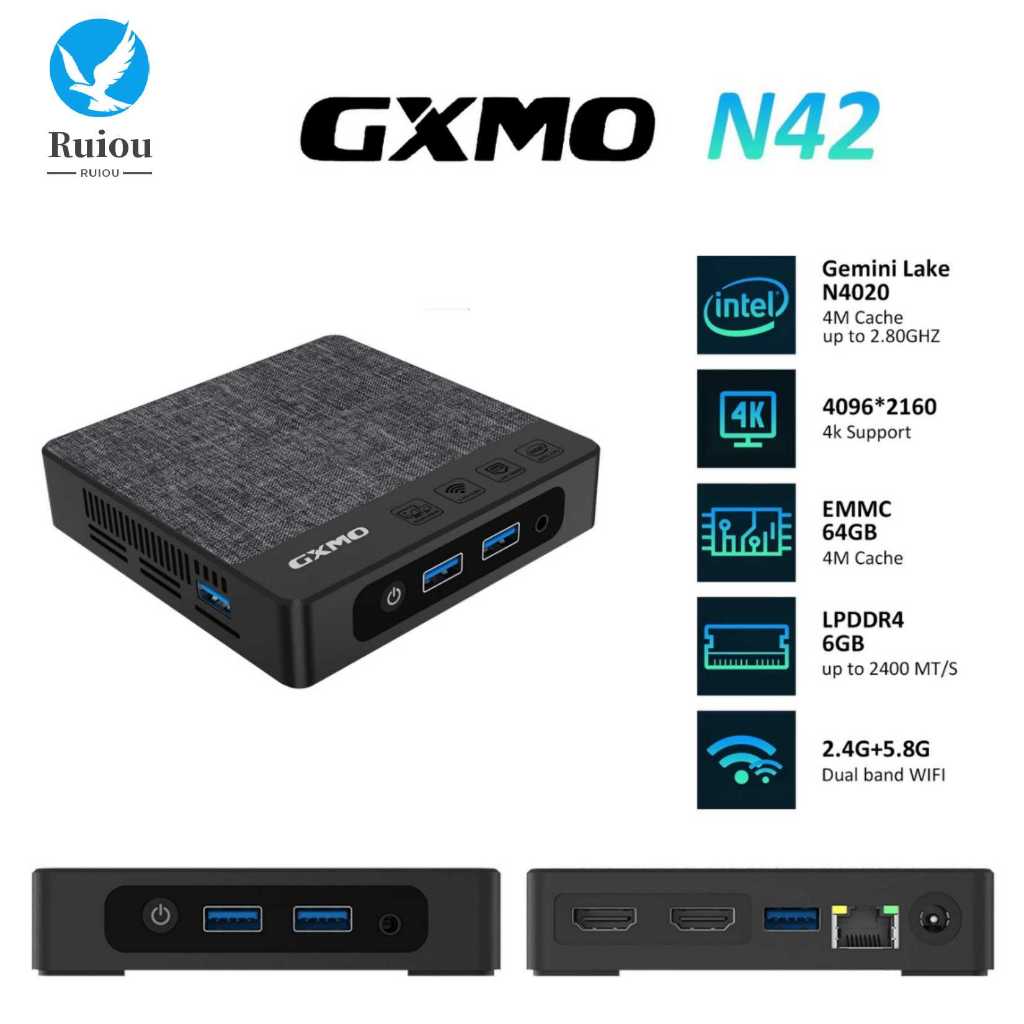 GXMO N42 Intel Gemini Lake N4020 MINI PC Windows 11 DDR4 6GB 64GB EMMC ...