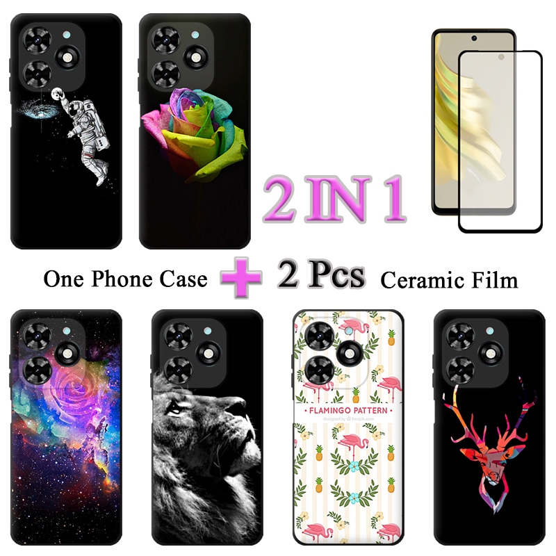 2 IN 1 For Tecno Spark 20 Pro Kj6 Case Painted Cartoon With Ceramic ...
