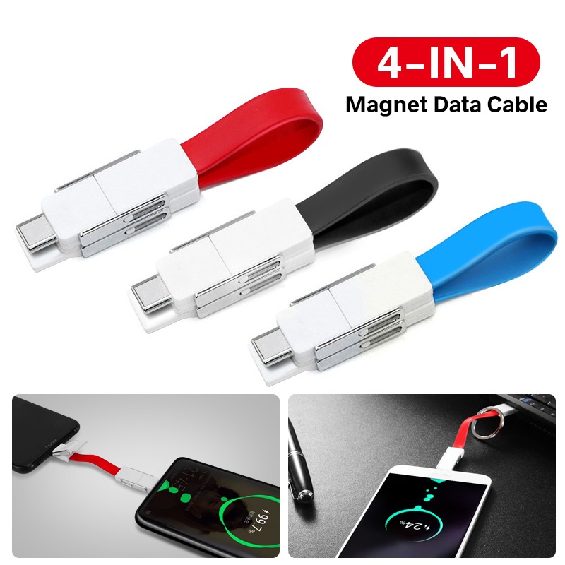 Ankndo 4 In 1 Keychain Usb Cable Magnetic Short Cable Power Bank Charge ...