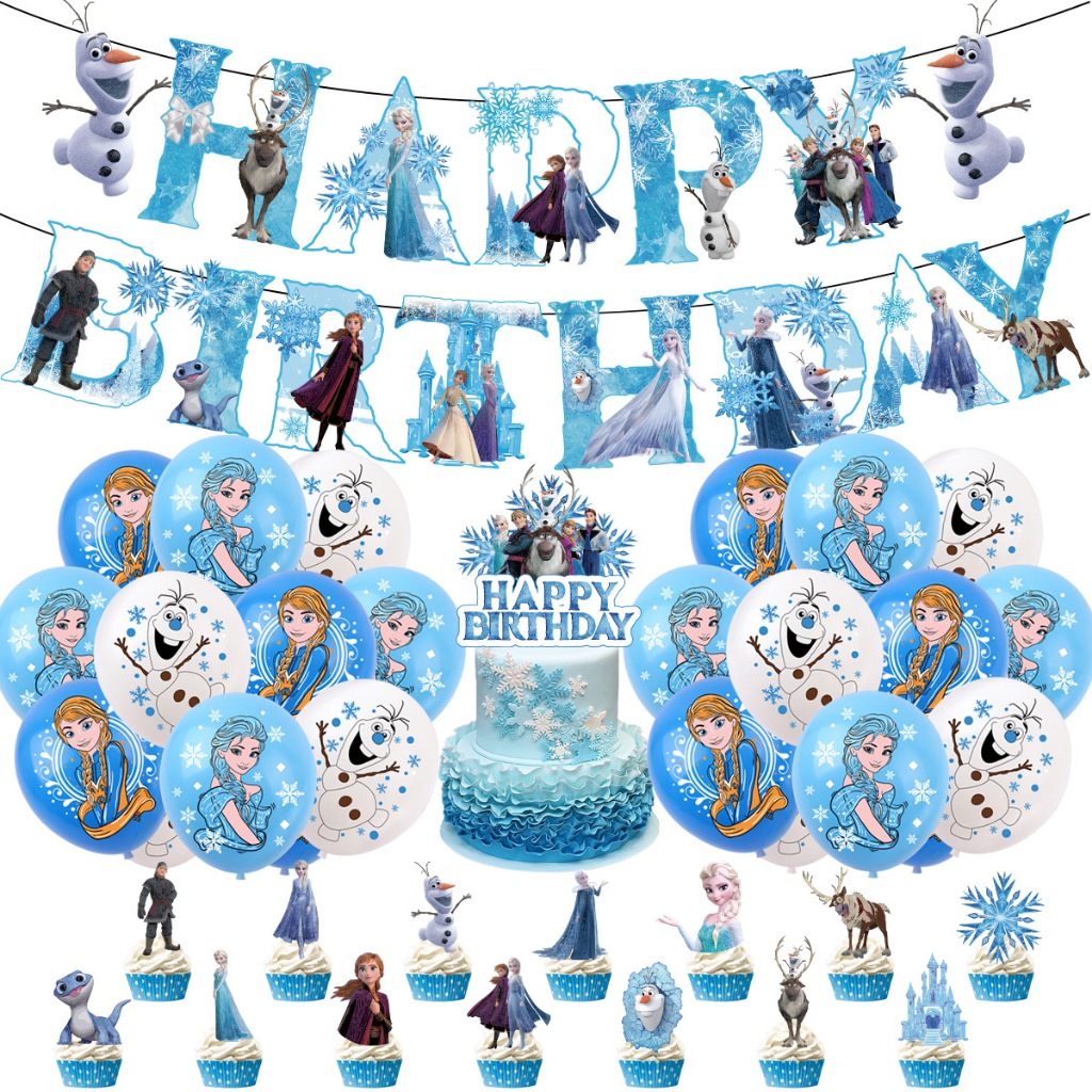 Frozen theme party set Elsa Anna Olaf Balloons Ice and Snow Balloons ...