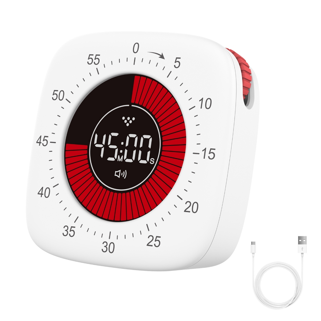 Visual Timer Rechargeable Digital Silcent Timers With 4 Alarm Modes 60