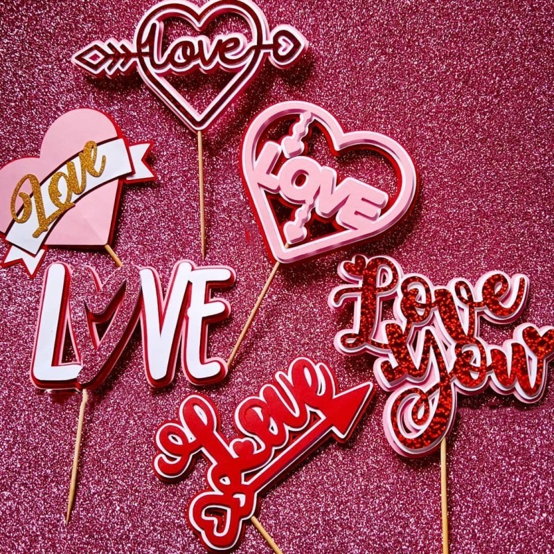 Happy Valentine's Day Cake Topper, Paper Love You Cake Topper Perfect ...