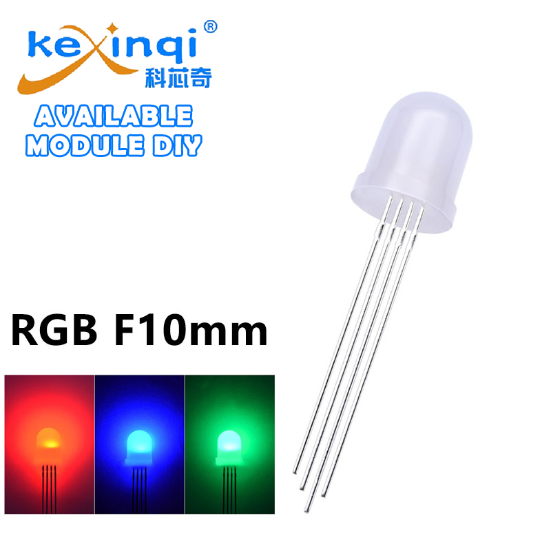 500pcs 10mm 4pins full-color RGB LED Common Anode / Cathode Transparent ...