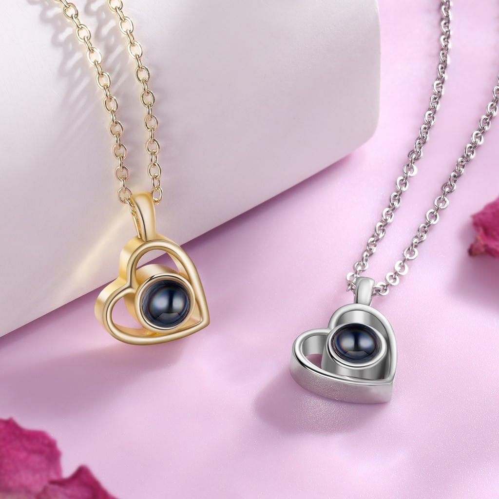 Personalized Necklace with Picture Projection Heart Locket Necklace for ...