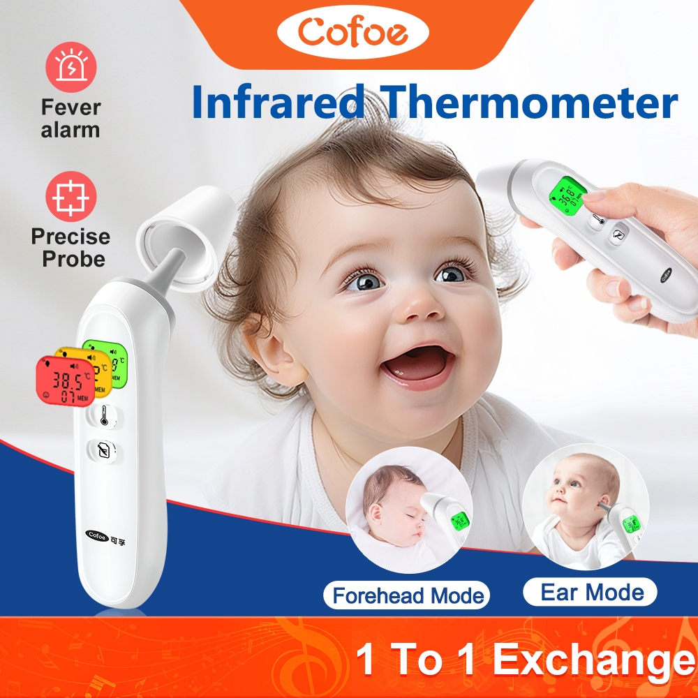 Cofoe 4 in 1 Forehead&Ear&Indoors Non-contact IR Thermometer with Tri ...