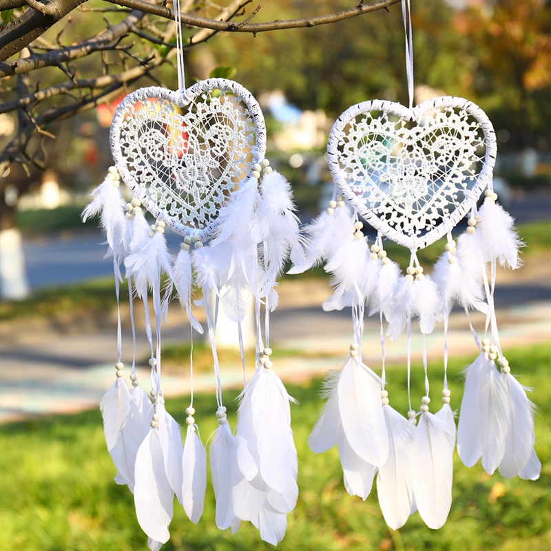 Heart Feather Dream Catchers 4 Styles Bohemian Cotton Rope Woven ...