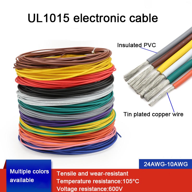 UL1015 electronic wire 105 ° C 600V tinned copper 24/22/20/18/16/14/12/10 AWG 2m/5m | Shopee ...