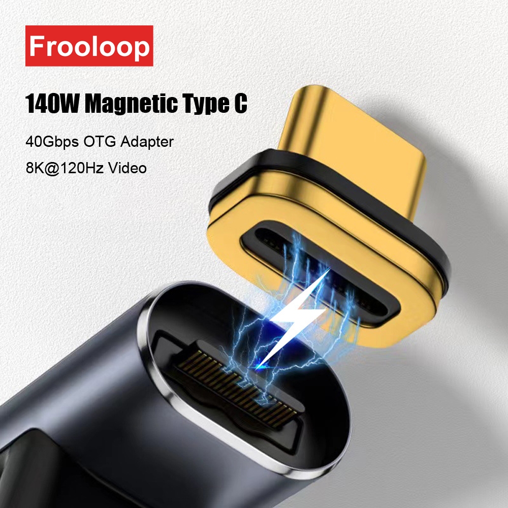 140W USB Type C Magnetic Adapter 40Gbps USB-C Male to C Female OTG ...