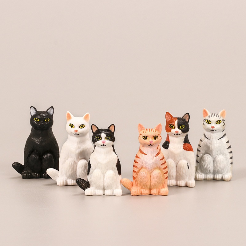 6Pcs/Set 4.5cm Squat Posture Cat Model Q Version PVC Miniature Action ...