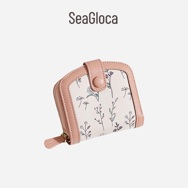 Seagloca New print Green Floral Fresh Zipper Student Sweet Short Wallet ...