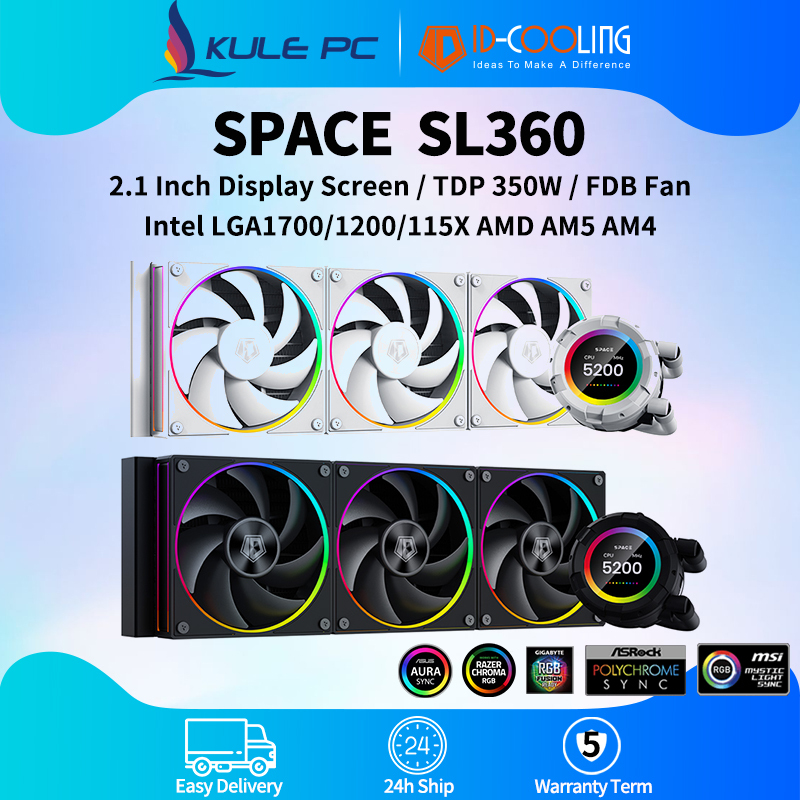 ID Cooling Space SL360 SL240 ARGB CPU Aio Liquid Cooler White Black 2.1 ...