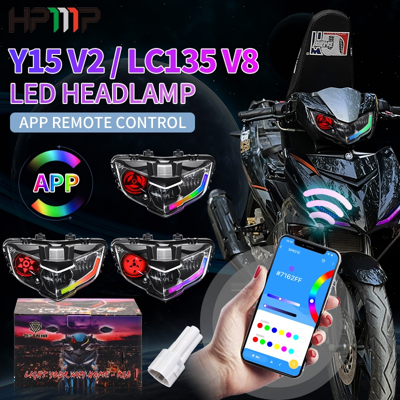 Y15ZR V2 LC135 V8 LED LAMPU DEPAN RGB APP REMOTE CONTROL HEADLAMP TST NARUTO LC V8 FI Y15 ...