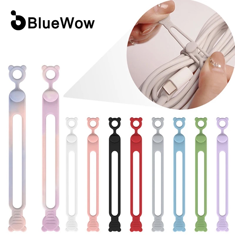 BlueWow Silicone USB Cable Ties Reusable Cable Management Organizer ...
