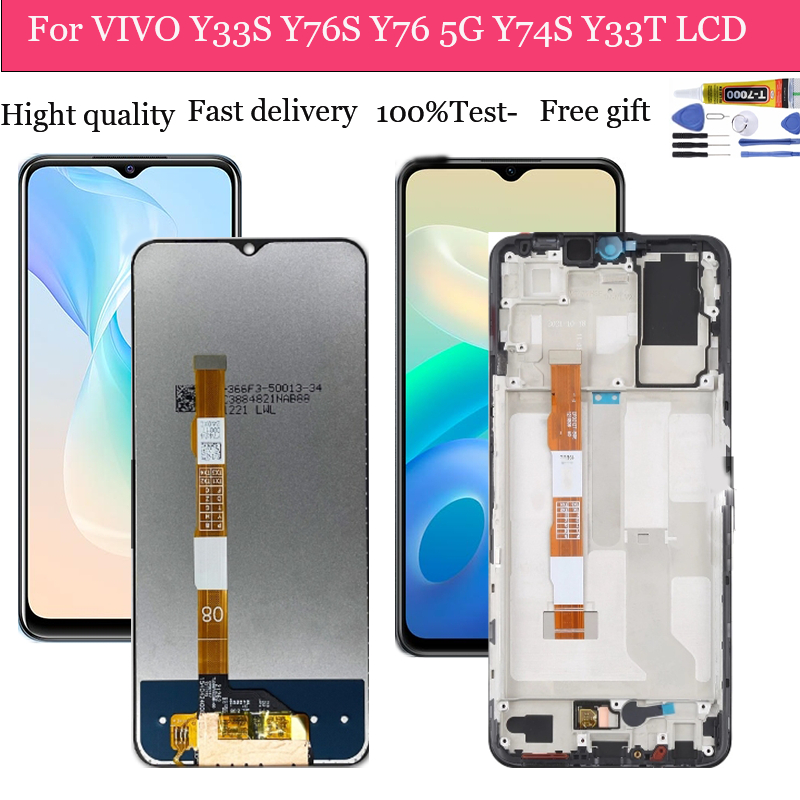Original For VIVO Y33S Y76 5G LCD Touch Screen Display Frame Assembly ...