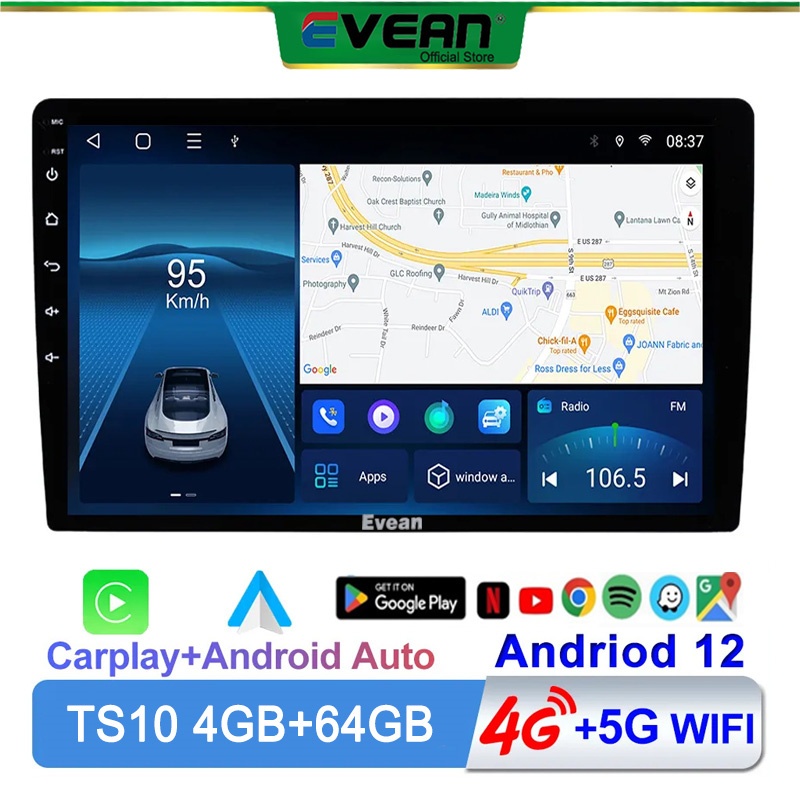 Evean Best Quality TS10 IPS1280*720p【CarPlay 8Core 48EQ 4GB+64GB】9/10 ...