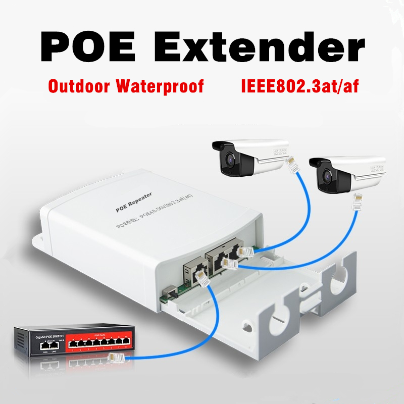 POE Extender Outdoor waterproof 200m Extension 1 In 2 Output POE ...