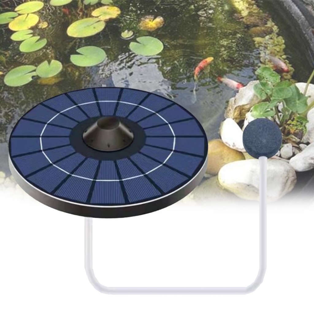 Solar Pond Aerator Oxygen Pump with Air Hose Bubble Stone Floating ...