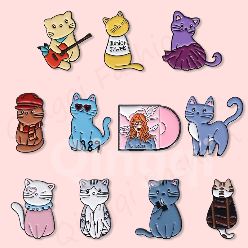 Cartoon Cat Enamel Pin Creative Taylor Swift Music Cats Brooch Lapel ...