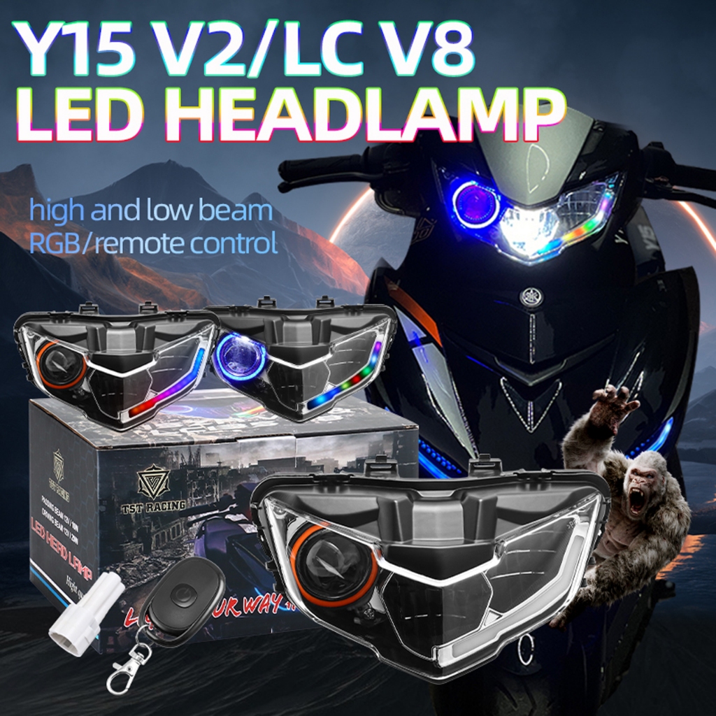 Y15ZR V2 LC135 V8 CUSTOM LED HEAD LAMP RGB RAINBOW EAGLE EYE TST HEADLIGHT REMOTE CONTROL RACING ...