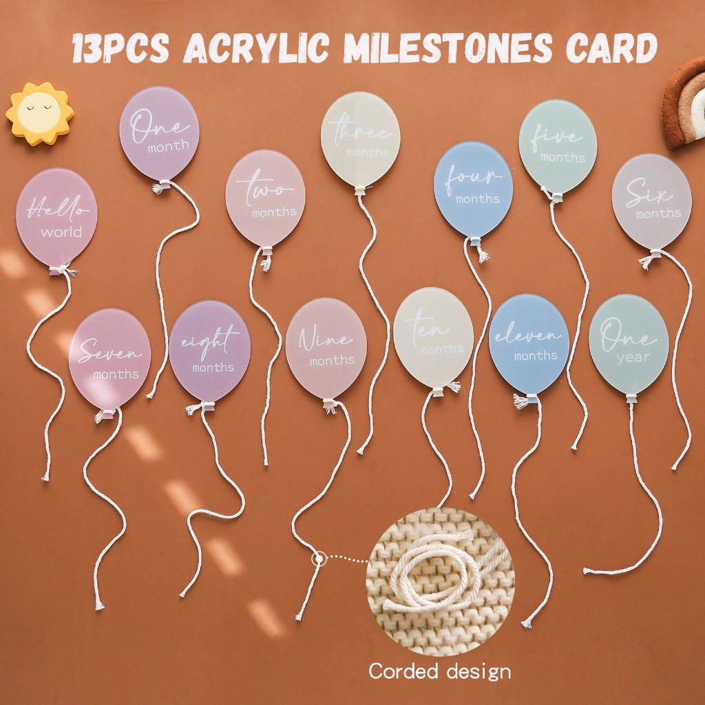 13pcs Acrylic Milestones Baby Birth Growth Commemorative Balloon ...
