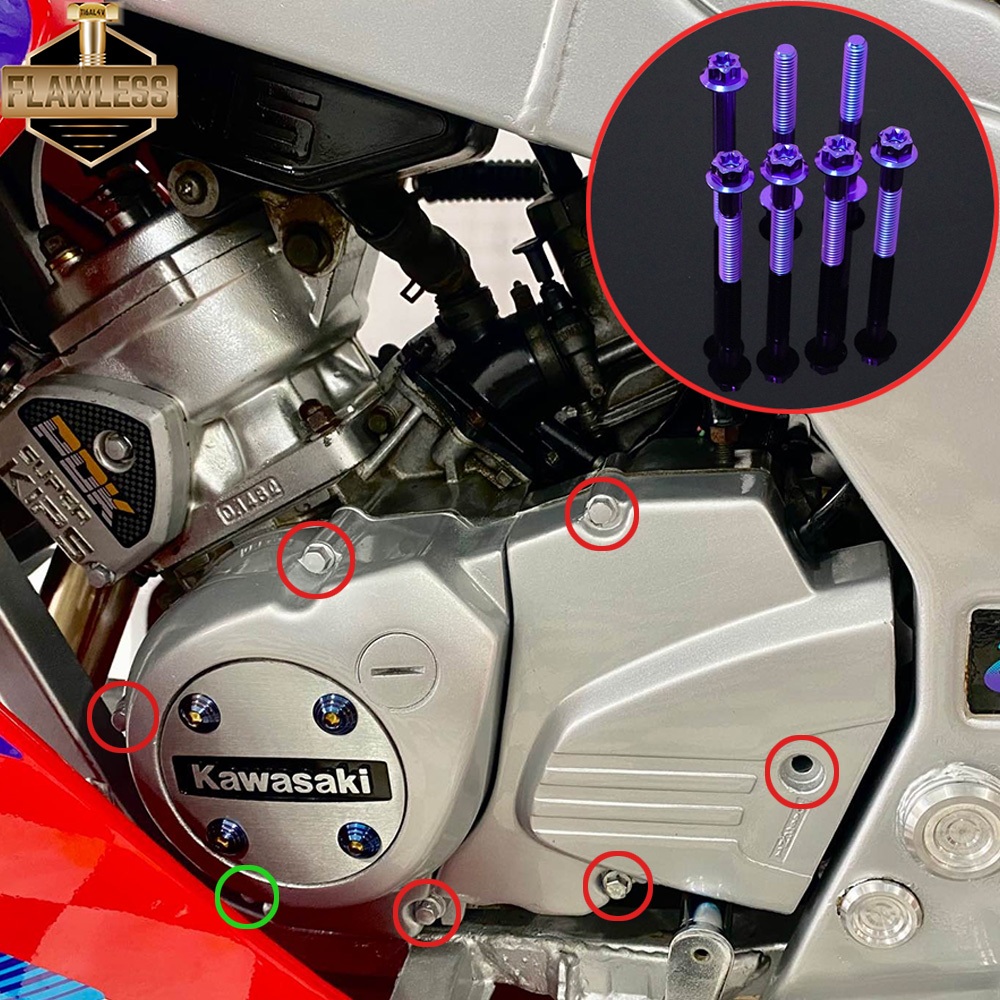 FLAWLESSTI Kawasaki KR 150 Gr5 Titanium Bolt Engine Crankcase Brake ...