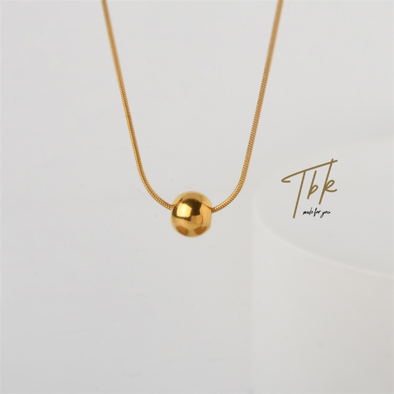 TBK Minimalist Single Bead Necklace for Women 18k Gold Accessories ...