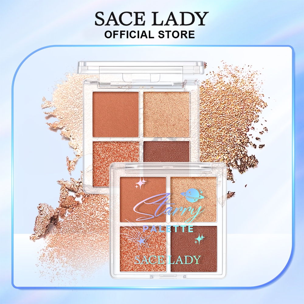 SACE LADY Eyeshadow Highpigment Shimmer Long-lasting 4 Color Eyeshadow ...