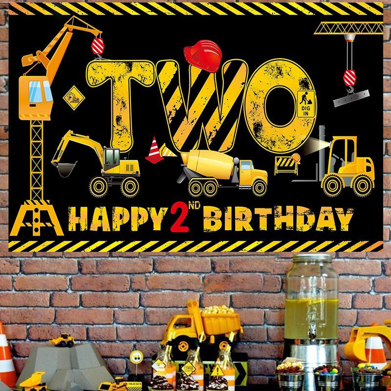 Engineering Vehicle Themed Banner Construction Themed Happy Birthday ...