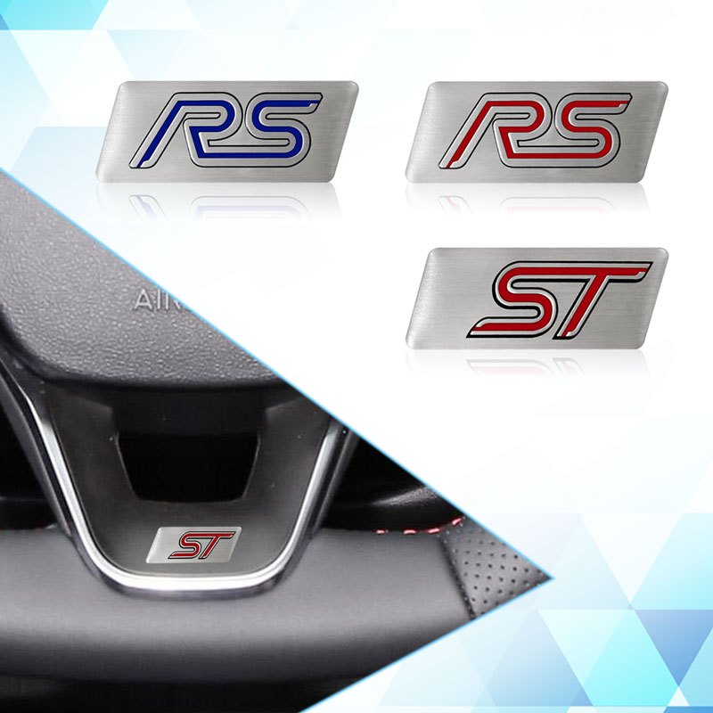 3d Metal RS Logo ST Badge Decal Car Steering Wheel Emblem For Ford ...